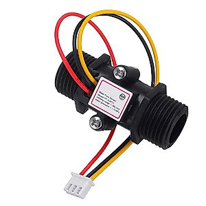 Taidacent 2PCS G1/2 DN15 Plastic Flow Sensor Transparent Liquid Turbine Flow Meter High Precision Hall Sensor Water Flow Sensor Switch urbine Flowmeter Pulse Signal Output (Black)