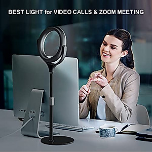 Ring Light Computer for Video Conferencing Zoom Meeting, Desk Ring Light for Laptop, Desktop Lighting with Stand and Phone Holder for Video Recording/Calls,Circle Light/iPhone Selfie Light/Halo Light