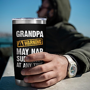 Leebbsin Funny 20oz Tumbler With Lid - Unique Gifts for Grandpa From Granddaughter, Grandson - Best Grandfather Birthday Gift, New Grandpa