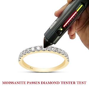 SAVEARTH DIAMONDS 1/2 cttw Round Cut Lab Created Moissanite Diamond Half Eternity Wedding Band Ring In 14K Yellow Gold Over Sterling Silver (VVS1 Clarity, 0.50 Cttw) Ring Size-9