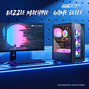 STGAubron Gaming PC Desktop, GeForce RTX 2060 6G GDDR6, Intel Core I7 3.4 GHz up to 3.9 GHz, 16G RAM, 512G SSD, WiFi, BT 5.0, RGB Fan x6, RGB Mouse Pad, RGB BT Sound Bar, Windows 10 Home