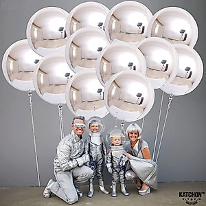 KatchOn, Big Silver Mylar Balloons - 22 Inch, Pack of 12 | Silver Foil Balloons | Silver Balloons, Silver Chrome Balloons | Mirror Balloons, New Years Balloons for New Years Eve Party Supplies 2025