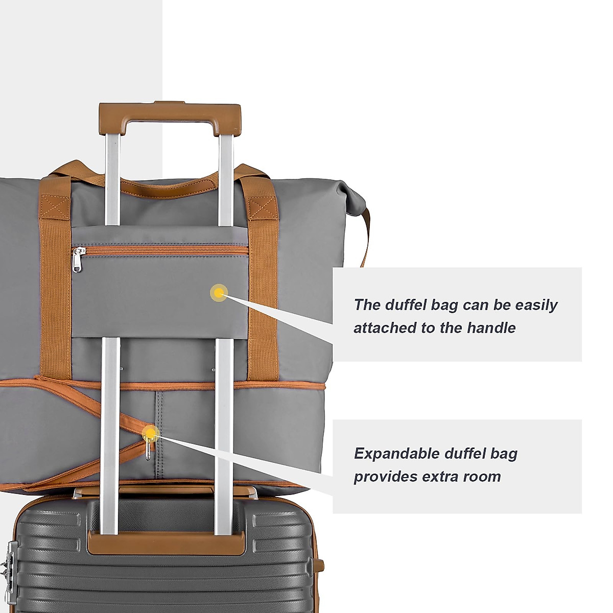 Joyway Carry On Luggage 20 Inch Expandable Suitcase with Spinner Wheel, 3 Piece Hard Shell Luggage Set with TSA Lock(Grey)