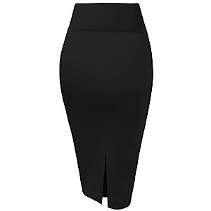 Hybrid & Company Womens Nylon Ponte Stretch Office Pencil Skirt Made below Knee KSK45002 1073T Black S