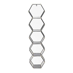 PIBM Stylish Simplicity Shelf Wall Mounted Floating Rack Shelves Metal Iron Art Hexagon Lattice Decoration Flower Pot Holder Simple Sturdy,5 Layers 2 Size, Black , 28.5x20x121cm