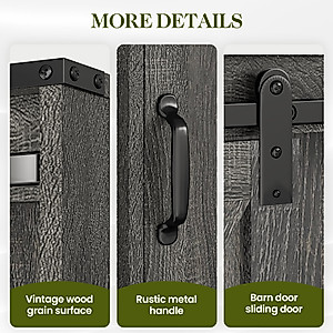 RoyalCraft Over The Toilet Storage Cabinet, Farmhouse Storage Cabinet Over Toilet with Sliding Barn Door, Home Space-Saving Toilet Rack, Behind Toilet Bathroom Organizer for Bathroom, Dark Grey