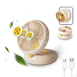 Coplax Table Fan, Rechargeable Remote Control Fan with Auto Oscillation 90 Foldable Ultra Quiet 4 Speeds Wind, Portable Air Circulator Fan,Hang Hook, USB Wall Fan for Bedroom Office Kitchen
