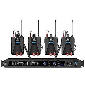 D Debra Audio PRO ER-202 UHF Dual Channel Wireless in Ear Monitor System with Monitoring Type for Stage, Band, Recording Studio, Musicians, Monitoring(4 Bodypack with Transmitter)