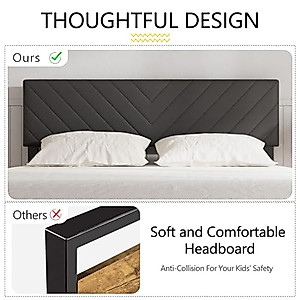 MTSVMP Queen Size Upholstered Platform Bed Frame with High-Adjustable Headboard and Solid Wood Slats Support, Non-Slip and Noise-Free,No Box Spring Needed, Easy Assembly (Queen)