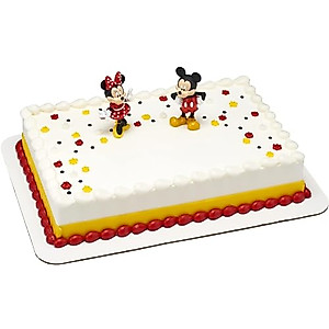 DecoSet® Disney Mickey Mouse and Minnie Mouse Cake Topper, 2-Piece Topper Set, Durable Food-Safe Plastic