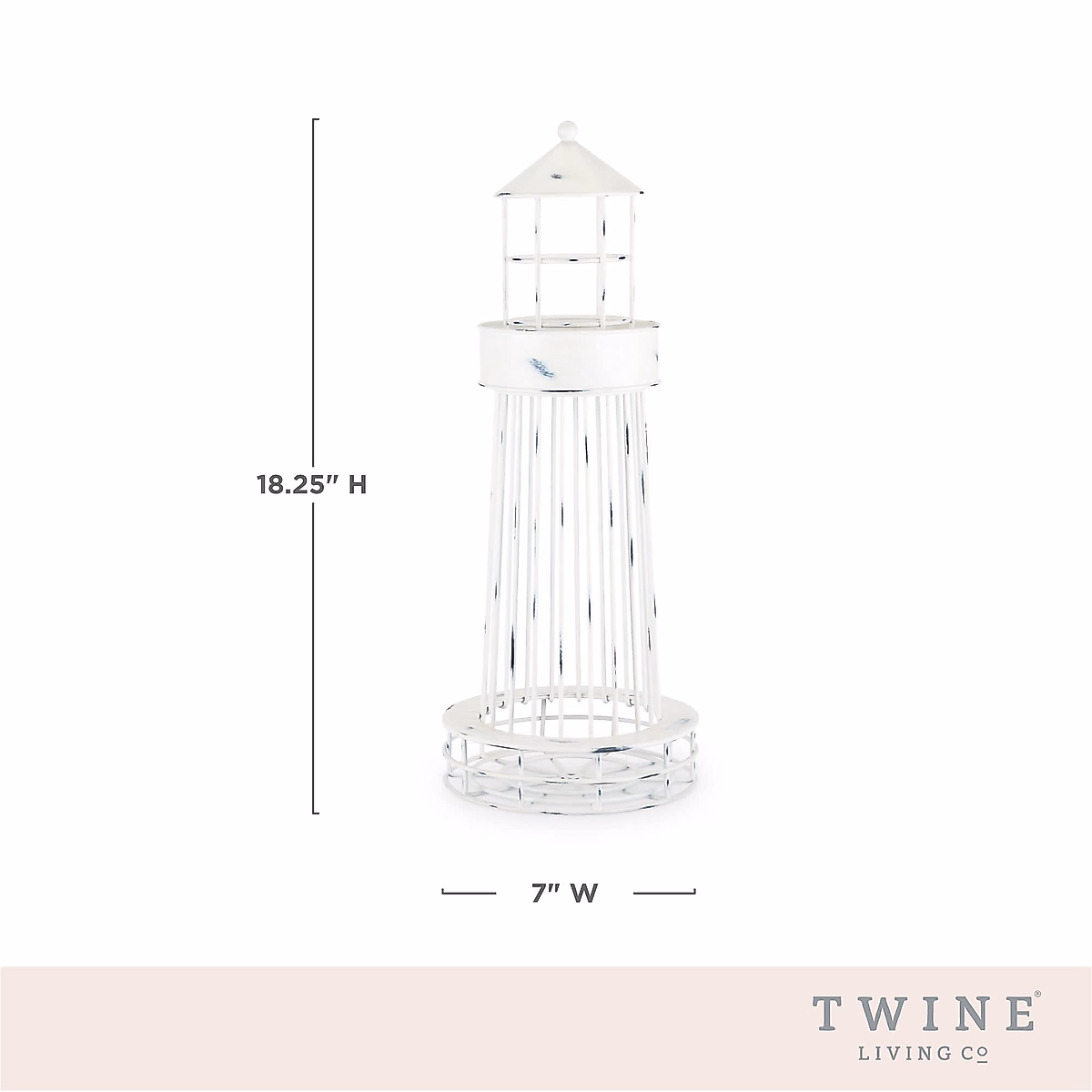 Twine 5599 Lighthouse Wine Cork Holder and Farmhouse Home Decor Kitchen Accessory, Set of 1, White