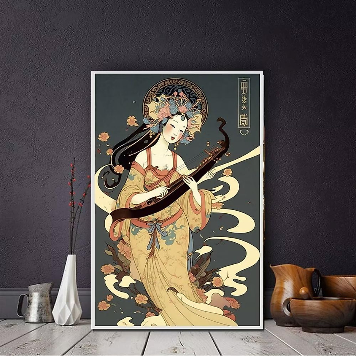 Home Decor Garden Decor Oil Paint Printing - The Moon Mermaid, Watercolour Modern Pictures Fashion Craft Birthdays Gifts for Friends 12X16in Unframed