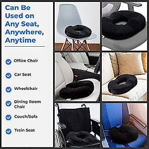 Donut Pillow, Tailbone Pain Relief, Hemorrhoid & Postpartum Cushion for Men and Women, Helps Ease Discomfort from Tailbone, Hemorrhoids, Pregnancy, Surgery (Up to 220 LBS)