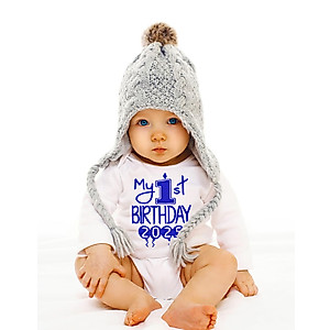 Reaxion Handmade Cute Baby Boy Girl My 1st Birthday 2025 First Party Cake Outfit Bodysuits (18M, 2025 RLB LS)
