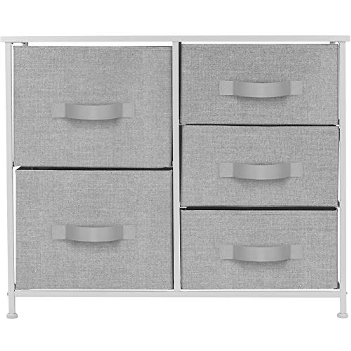 Sorbus Dresser with 5 Drawers - Furniture Storage Tower Unit for Bedroom, Hallway, Closet, Office Organization - Steel Frame, Wood Top, Easy Pull Fabric Bins (White/Gray)