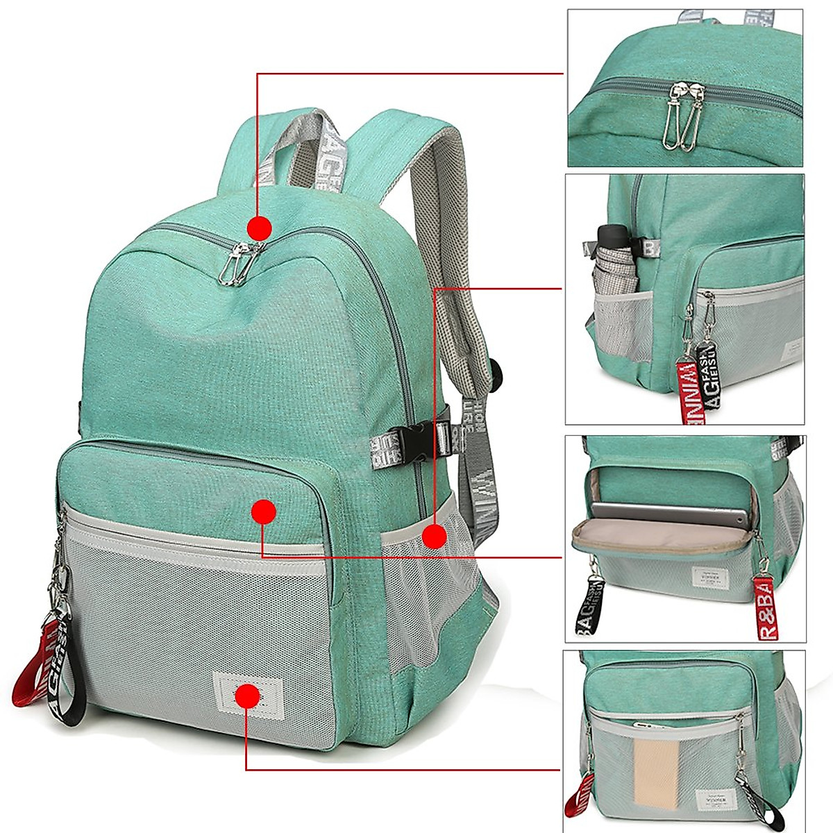 mygreen Classic Backpack Haversack Travel School Bag Student Simple Daypack Bookbag (Light Green)