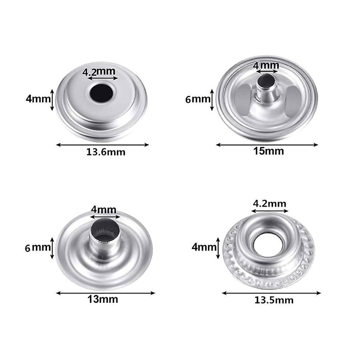 200 Pieces Stainless Steel Snap Fastener Kit, BetterJonny 15mm Heavy Duty Snap Button Press Stud Cap with Pliers and 3 Setting Tools for Marine Boat Canvas Bag Leather DIY Craft