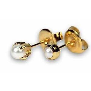 Studex NEW 24 ct. Gold Plated White Bezel Pearl Personal Piercer 2 mm Ear Piercing Earrings System 75