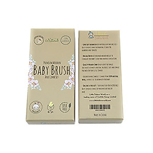 Wooden Baby Hair Brush and Comb Set (4-Piece) for Newborns and Toddlers | Ideal for Baby Cradle Cap | Wood Bristles Baby Brush | Baby Massage and Scalp Brush | Perfect for Baby Registry Gift Set