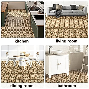 Oxdigi Floor Tiles Peel and Stick Waterproof - Self-Adhesive Vinyl Floor Tiles|DIY Floor Stickers|Vintage Flooring for Bathroom,Kitchen,Laundry and Balcony|20-Pack|12" x 12"|19.4sq.ft|Brown