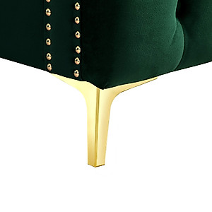 Inspired Home Green Corner Sectional Sofa - Design: Giovanni | 120" Right Facing | Velvet | Storage | Metal Legs | Tufted Design