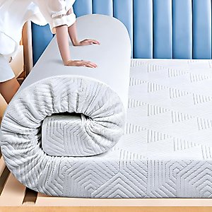 PECASOY 4 Inch Cooling Memory Foam Mattress Topper Queen, Thick High Density Foam Bed Topper Queen with Washable Cover, Organic, Hypoallergenic, Fiberglass-Free, Oeko-TEX Queen Size Mattress Toppers