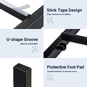 Allewie King Size 14 Inch Metal Platform Bed Frame, Mattress Foundation with Metal Slats Support, No Box Spring Needed, Easy Assembly, Black