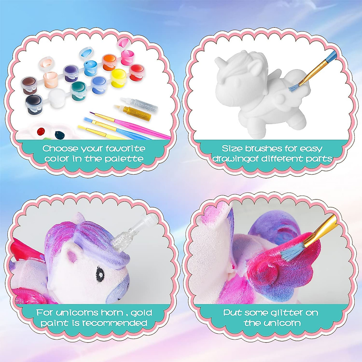SpringFlower Unicorn Gift Toys for 3 4 5 6 7 8 Years Old Girls - Unicorn Arts and Crafts Painting kit Including 8 Cute Looking Unicorn Figures, DIY Creative Christmas Gift for Kids