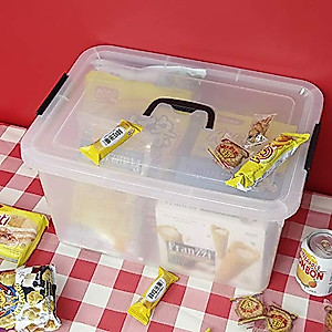 Xowine 4-Pack 18 L Plastic Storage Box, Clear Latch Storage Bin with Lid