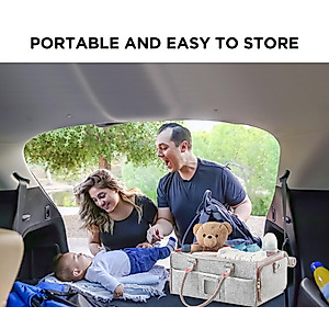 HBlife Baby Diaper Caddy Organizer, Nursery Storage Bin, 16" x 10" x 7" Large Portable Basket Shower Gift Newborn Essentials Baby Registry Must Haves Items-Pink