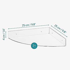 Navaris Acrylic Corner Shower Shelves - Set of 2 - No Drilling Clear Bathroom Shelves - Self Adhesive Wall Mounted Transparent Corner Shelf - 2-Pack