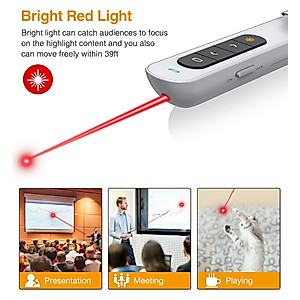 Wireless Presenter Remote, RF 2.4GHz USB Presentation Remote Control PowerPoint Presentation Clicker for Keynote/PPT/Mac/PC … (White)