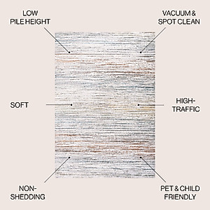 JONATHAN Y SOR200E-8 Loom Modern Strie' Indoor Area Rug, Solid & Striped, Transitional, Traditional, Bedroom, Kitchen, Living Room, Easy-Cleaning, Non-Shedding, 8 X 10, Gray/Blue/Orange