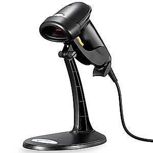 Barcode Scanner, Wired Handheld Bar Code Scanner with Adjustable Stand, Esky Automatic 1D USB Laser Scanner Support Windows/Mac/Linux for POS System Sensing, Store, Supermarket, Warehouse