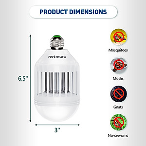 vertmuro Bug Zapper Light Bulb, 2-in-1 Indoor Electric Mosquito Killer Lamp with UV LED Light, Fly Insects Trap for Home Entryway Balcony Patio(1 Pack)