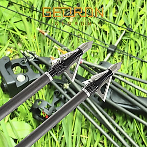 100 Grains Archery Hunting Broadheads 1-1/8" Cutting 3-Fixed-Blades Bow-Hunting Arrow Tip 6 PK (Black 6 pk)