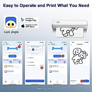 Portable Printers Wireless for Travel, Inkless Thermal Printer Supports A4 Paper (8.3"*11.7") for Mobile Monochrome Prints, Bluetooth Smart Printer Compatible with Android iOS Phones & Laptops