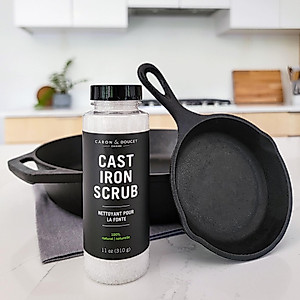 CARON & DOUCET - Cast Iron Cleaning & Restoring Scrub | 100% Natural | Best for Removing Rust Without Scratching & Care Before Cleaning, Washing & Seasoning (11 Ounce)