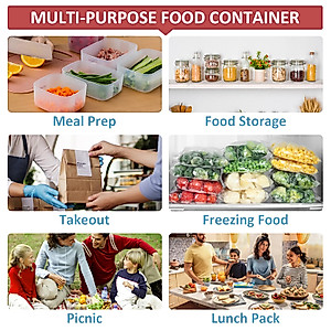 ANJUKE 7PCS Meal Prep Containers, Reusable Plastic Food Storage Containers with Lids for Takeout, Soup - BPA-Free - Microwave, Dishwasher, Freezer Safe(900ML-31OZ)