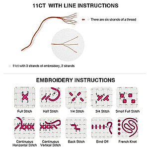 Eiialerm Stamped Cross-Stitch Kits Cherry Blossom Tree Landscape 11CT Printed Beginners Cross Stitch Kits, Embroidery Kits for Adults Wall Art Home Decoration -16x20 Inch