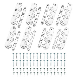 POWERTEC 71425-P2V Surface Mounted Bed Rail Brackets, Bed Frame Fasteners Hardware with Mounting Screws, Bed Rail Hooks for Wood Bed Frame, Set of 8