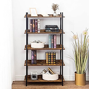 UNICOO - Bookshelf 5-Tier, Open Etagere Bookcase, Freestanding Bookshelves for Storage and Display, 5-Shelf Bookshelves for Living Room Bedroom Home Office (Rustic Brown)