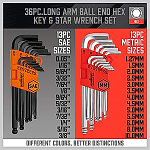 HORUSDY Allen Wrenches Sets | 35-Piece Hex Key Set | SAE and Metric Allen Key Set | Allen Wrench | Ball End Hex | Torx Key | Chrome Vanadium Steel