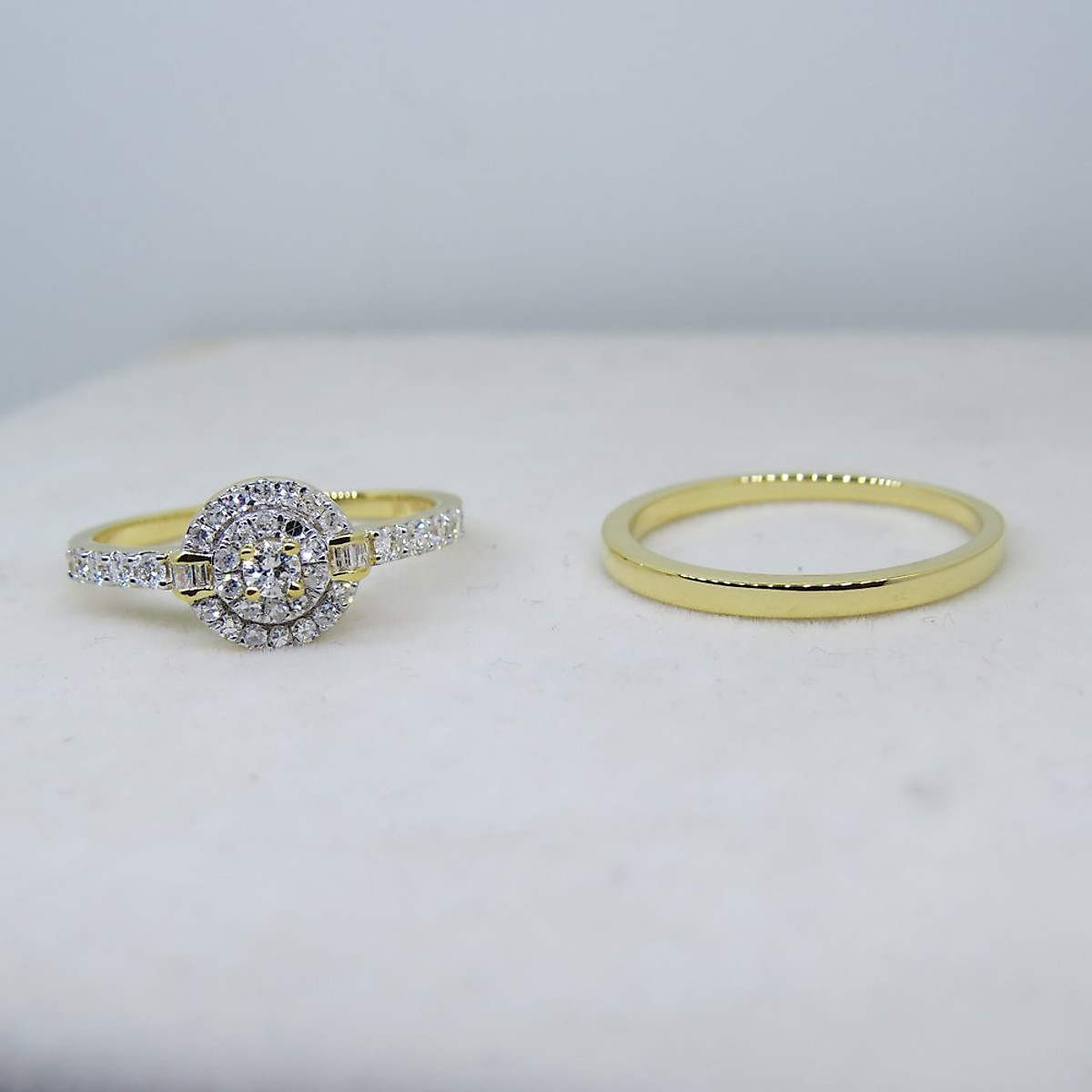 Dazzlingrock Collection 0.45 Carat (ctw) 14K White Diamond Ladies Bridal Engagement Ring Set 1/2 CT, Yellow Gold, Size 7.5