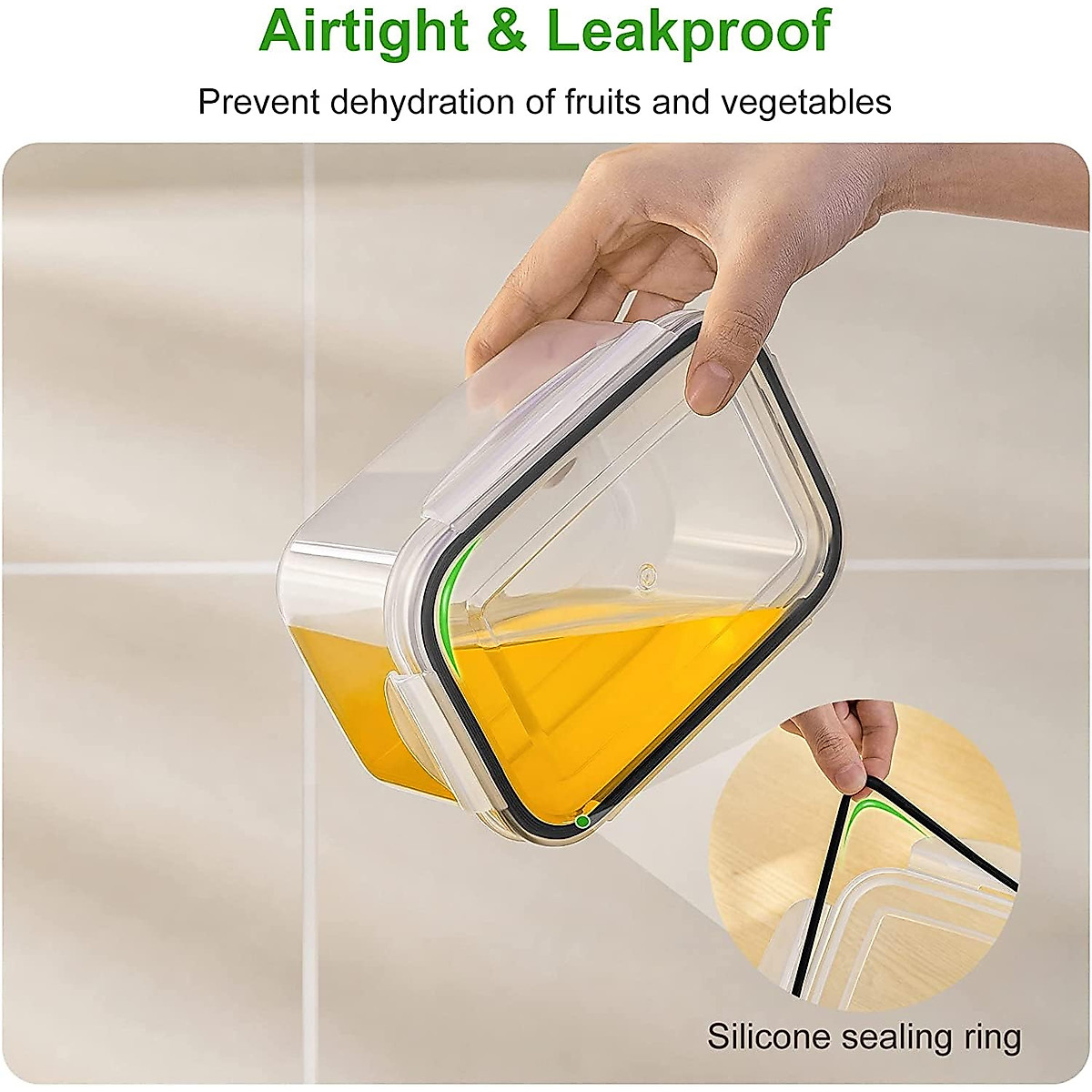 4 PCS Fruit Storage Containers for Fridge with Removable Colander, Airtight Food Storage Container, Dishwasher Safe Produce Saver Container for Refrigerator, Keep Berry Fruit Vegetable Fresh Longer