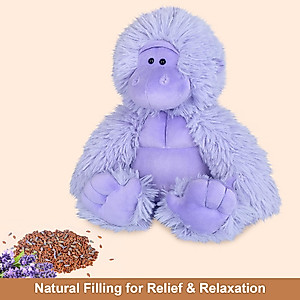 Gorilla Plush Heating Pad Stuffed Animal for Cramps & Stress Relief, Lavender Scent, Adults & Kids, Coolable & Heatable by SuzziPals