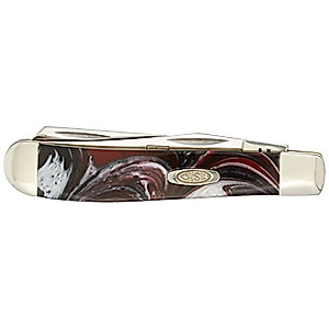 Case Cutlery 9207MB Case Man in Black Corelon Mini Trapper Pocket Knife with Stainless Steel Blades in Black, Red, White Mixed Corelon