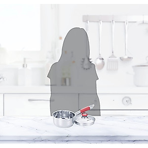 Concord 1 Quart Stainless Steel Saucepan with SIMPLE POUR Vented Glass Lid. Features Dual Pouring Spouts and Volume Marking. Perfect for making Sauces, Jam, Ramen, and more