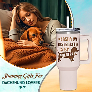 AT2Z GLOBAL Dachshund Gifts For Women, Dog Lovers - Mothers Day Gifts From Dogs - Birthday Gifts For Dackel Owners - Christmas Gifts for Dachshund Mom - Wiener Dogs 40oz Tumbler With Handle & Straw