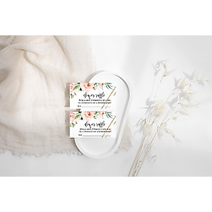 Graceful Floral Diaper Raffle Tickets, Rustic Baby Shower Games for Prizes, Girls Baby Shower Diaper Raffle Invitation Insert Cards Pink and Gold, 50 Pack